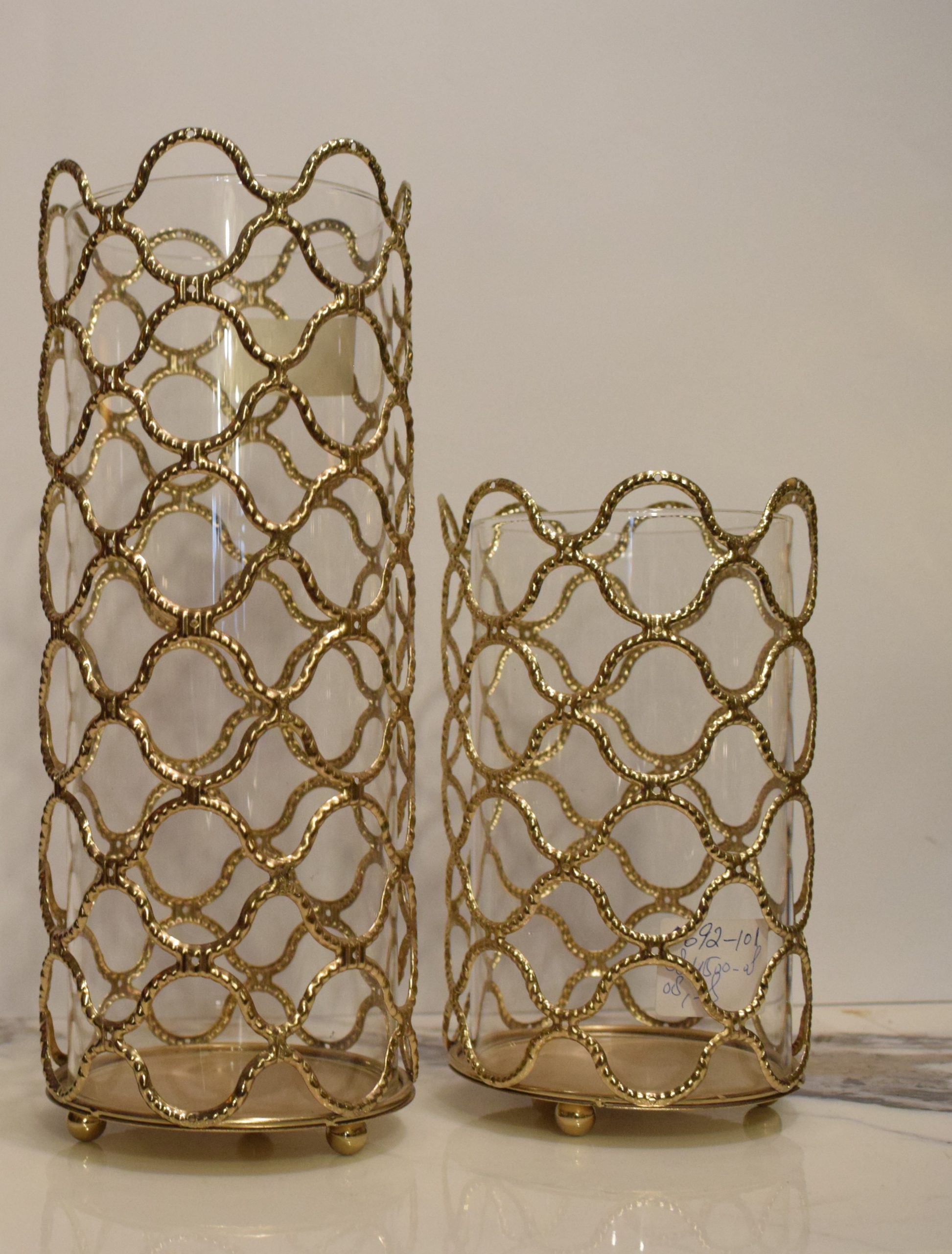 Gold Wave Pattern Candle Holder - Lighterior Lighting Studio